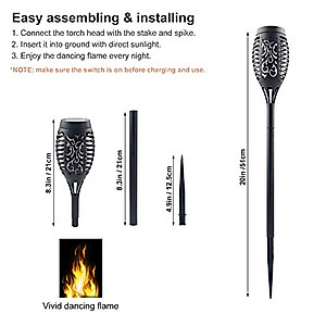 Permande 16 Pack Upgraded Solar Lights Outdoor, Mini Solar Torch Lights with Flickering Flames, Waterproof Landscape Decoration Dancing Flame Lights for Garden Pathway Yard, Auto On/Off Dusk to Dawn