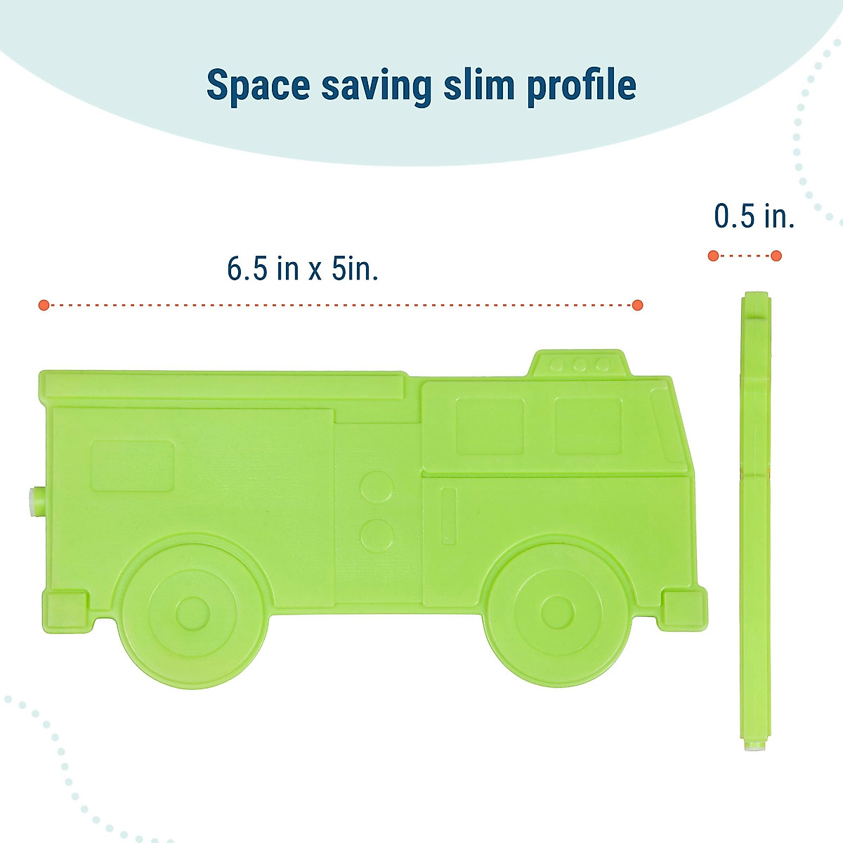 Wildkin Kids Ice Packs (4 Pack) – Slim, Reusable, Keeps Lunch Cool for School/Travel - Fire Truck