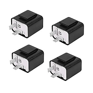 zipelo 2 Pin LED Electronic Turn Signal Flasher Relay, 4 PCS 12V Speed Adjustable LED Indicator Flasher Relay Fix for Turn Signal Light & Hazard Warn Hyper Fast Flash for Car and Motorcycle (Black)