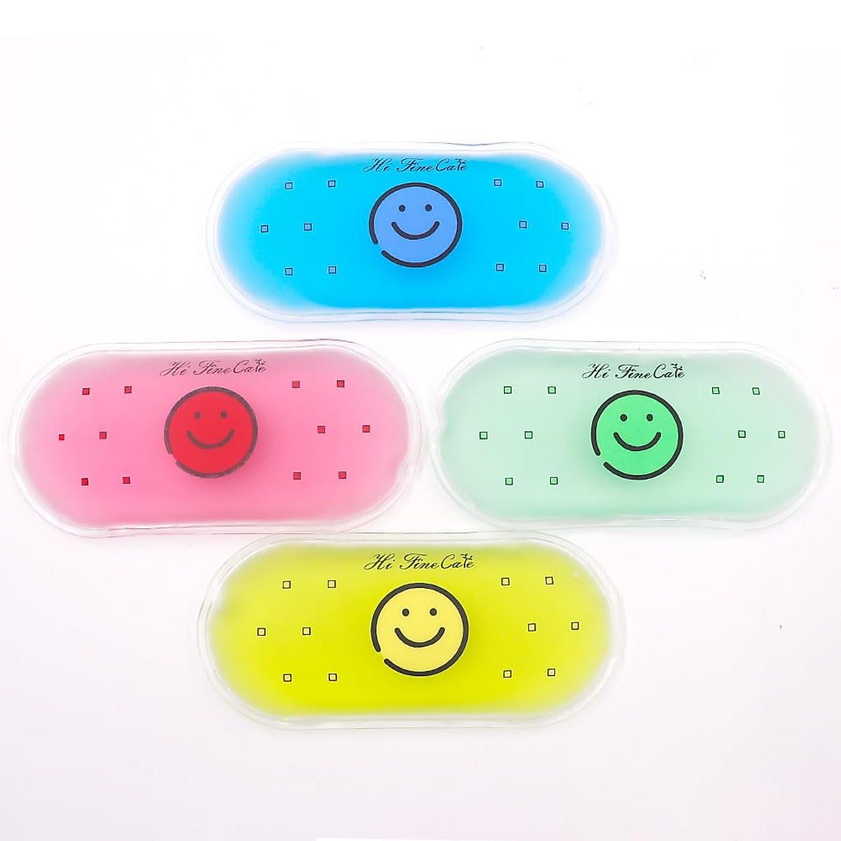 Small Ice Packs, Gel Ice Packs for Injuries Hot & Cold Ice Packs Bulk Reusable Gel Bead Ice Pack Cold Compress for Pain Relief, Christmas Gift (4 Count (Pack of 1) Smile)