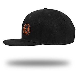 Chicken Noodles Flat Brim Hats for Men - Gothic Style Skull Hat Leather Pattern - Hip-Hop Snapback Hat Skeleton Hats for Men