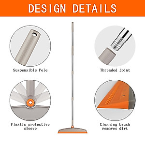 Silicone Broom for Indoor Cleaning Floor Squeegee Scrubber Adjustable Telescopic Pole Professional 180° Rotatable Magic broom for Tile Floor Garage Deck Bathroom Window Floor Wiper