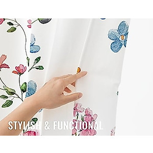 Allenjoy Watercolor Abstract Floral Lightweight PEVA Waterproof Shower Curtain with 12 Plastic Hooks 72"x72"