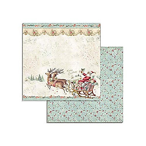 Stamperia Double Face Pink Christmas Scrapbook Paper Pad 8x8" Block 10 Sheets Double Sided Card Stock