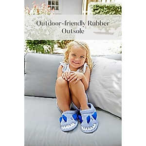 Dearfoams Easter Basket Stuffers Gifts for Kids Washable Animal Critter Slippers, Shark, 2-3 Big Kid