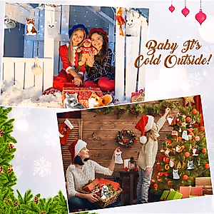 7 Pcs Mini Fox Plush Toys Stuffed Animal Christmas Tree Hanging Ornaments Simulation Squatting Fox Model Home Decoration Static Action Figures Fox Sleeping for Home Office Bag Decoration, 5 Inches