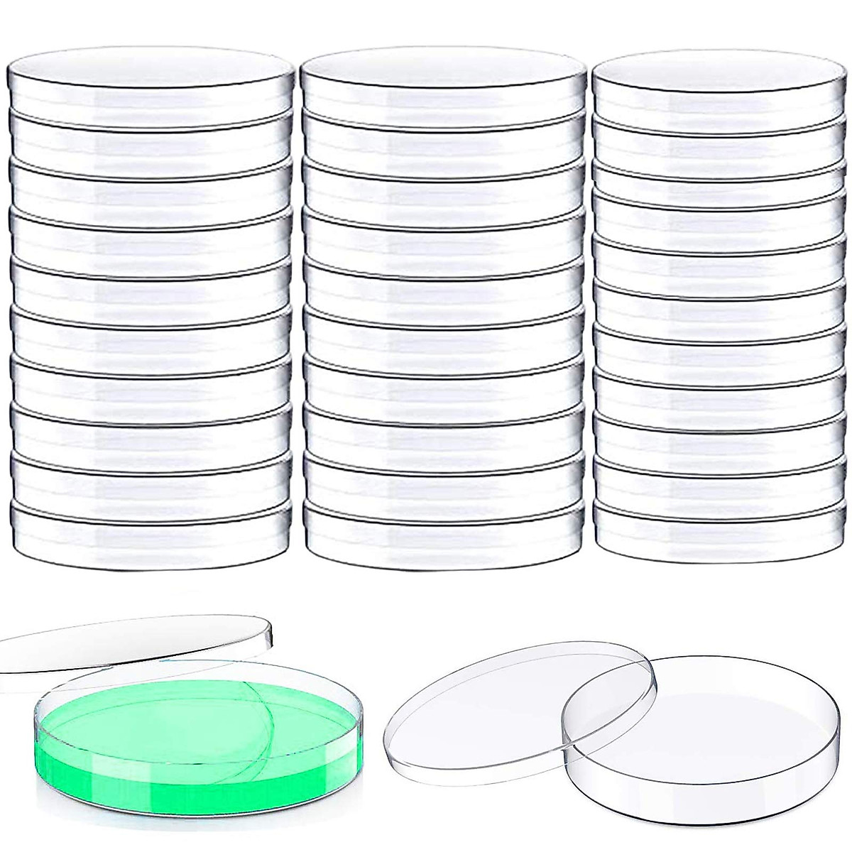 20 Pack Plastic Petri Dishes with Lid (90mm Dia x 15mm Deep) - with 30 pcs 3ml Plastic Transfer Pipettes