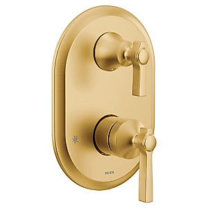 Moen UTS2411BG Flara M-CORE 3-Series 2-Handle Shower Trim with Integrated Transfer Valve, Valve Required, Brushed Gold
