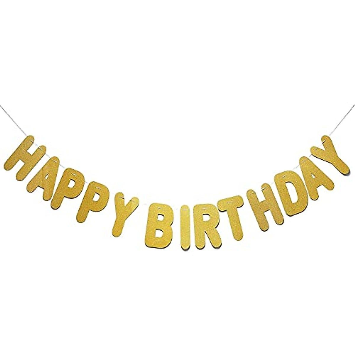Happy Birthday String Banner, Party Supplies (Gold, 10.25 In x 10.5 ft)