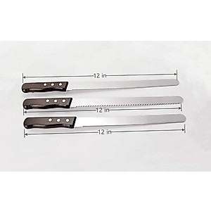 Hovico 3Pcs Bread Knife 12-Inch Stainless Steel Serrated Bread Knife,Rough Mouth, Fine Mouth And Flat Mouth Cake knife,for Slicing Breads Cakes and Large Fruits