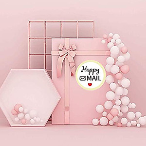 Round Happy Mail Stickers, 2 Inch Red Heart/Happy Mail Labels-Packaging Envelope Sealing Stickers for Small Business, Online retailers,Small Shops and More.(504 pcs) (2 inch)