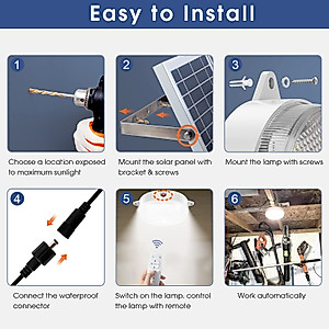 Malitupy Solar Ceiling Lights Indoor Outdoor Home, Daytime & Dimmable 1000LM Solar Shed Light with ON Off Switch & Remote, Cool/Warm White Solar Barn Light for Yard, Patio, Shop, Porch, Chicken Coop