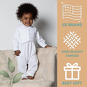 Elegant Baby Boy Christening Outfit with Vest and Hat - Boy Baptism Outfit, Perfect Baptism Gifts for Boys, 3M White