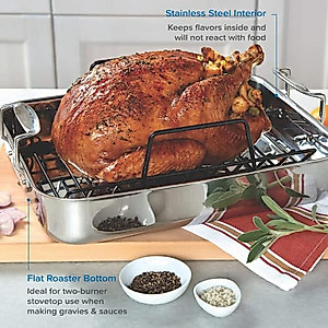Viking Culinary 3-Ply Stainless Steel Roasting Pan, Includes a Nonstick Rack, Dishwasher, Oven Safe, Works on All Cooktops including Induction