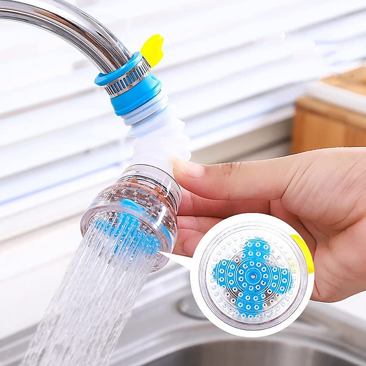 4every 360°Rotating Faucet Nozzle Water Filter 3PCS Filter Sprayer Faucet Water Saving Device Pressurized Shower Faucet Accessories Household Kitchen Faucet Filter Silicone Mouth Long Service Life