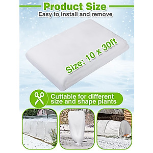 Alphatool Plant Covers Freeze Protection- 10 ft x 30 ft Breathable Non-Woven Fabric Frost Proof Floating Row Cover Durable 1.0oz/yd² Thick Plant Blankets for Winter Outdoor Garden