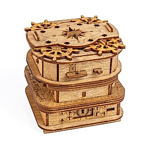 iDventure Cluebox - Davy Jones Locker - Escape Room Game - Puzzle Box - Gift Box - 3D Wooden Puzzle for Adults - Wooden Jigsaw - Brain Teaser - Birthday Gift Gadget for Men - Money Box