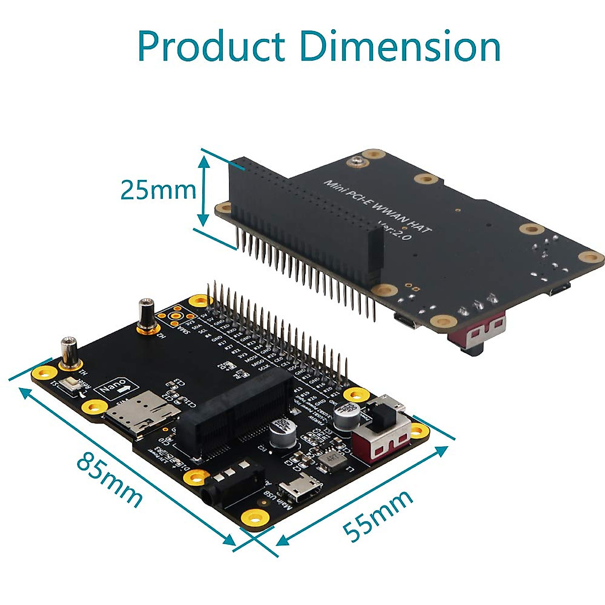 3G/4G & LTE Base HAT for Raspberry/Asus Tinker Board/Samsung ARTIK /Rock64 Media/Liber Computer Board