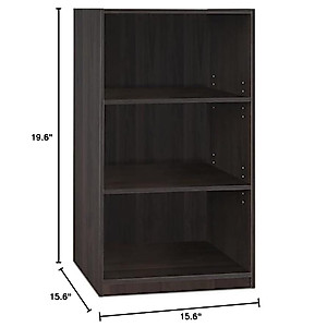 Furinno Jaya Simple Home 3-Tier Adjustable Shelf Bookcase, Espresso & Simplistic Set of 2 End Table, Espresso/Black