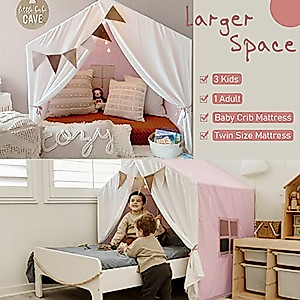 Large Kids Tent, Kids Playhouse with Banner,Light and Padded Mat, Tent for Kids Reading Nook, Play Tent, Easy to Assemble and Wash, Indoor and Outdoor, Pink Boho Adult Tent, 52x35x51,Pink