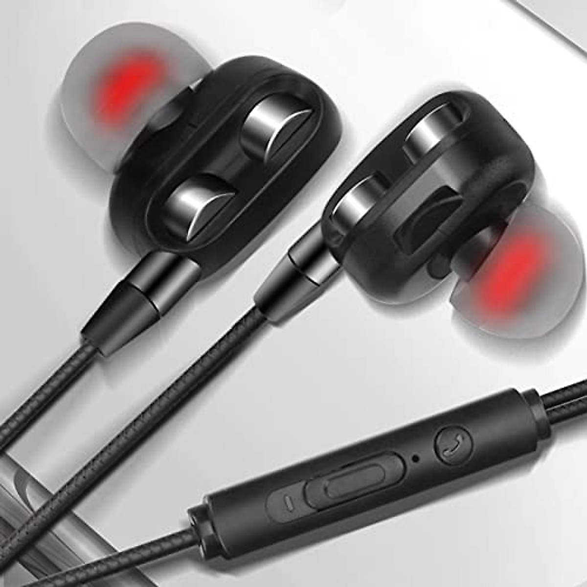 Earbuds Wired with Microphone, Noise Isolating in-Ear Headphones, Powerful Heavy Bass, HiFi, Dual Driver, Earphones Compatible with iPhones, iPods, iPads, MP3, Samsungs, and Most 3.5mm Jack Black