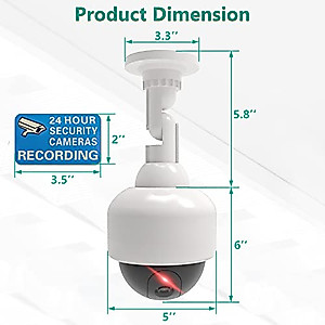 WALI Dummy Fake Security Dome Camera with 1 Flashing Red LED Light and Security Alert Sticker Decal, Indoor Outdoor Use (DOW-1), White