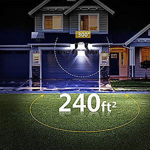 Awaydark Solar Lights Outdoor Motion Sensor Flood Light - Solar Powered Security Lights Outside Waterproof with 4 Lighting Mode Indoor Lights for House - Led Wall Light with Remote & Cord