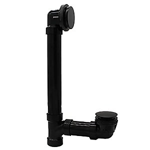 Westbrass 493144H-62 12" & 4" Bath Waste & Overflow Assembly with Tip-Toe Drain Plug and Illusionary Faceplate-SCH. 40 ABS Pipe, 1-Pack, Matte Black
