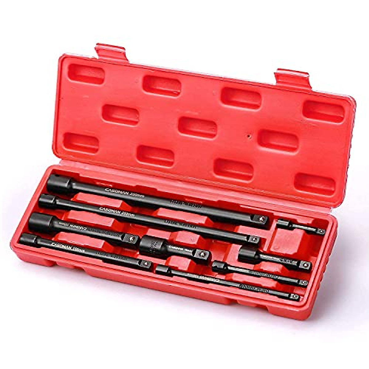 CASOMAN 9 Pieces Extension Bar Set, 1/4", 3/8" and 1/2" Drive Socket Extension, Premium Chrome Vanadium Steel with Black Phosphate Finish