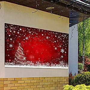 Christmas Decoration Supplies, Large Fabric Winter Red and Xmas Tree Backdrop for Winter Christmas Party Decorations, Red Christmas Backdrop Snowflake Photo Background Banner, 72.8 x 43.3 inch