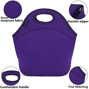FlowFly Neoprene Kids Lunch box Insulated Soft Bag Mini Cooler Thermal Meal Tote Kit for Boys, Girls,Men,Women,School,Work, Office, Purple