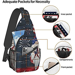 Stylish Chest Sling Bag American Flag Funny Gnomes with Texas Star,Crossbody Shoulder Backpack Adjustable Chest Bag Lightweight Casual Daypack for Men Women Outdoor Sports Biking Hiking Shopping