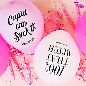 BADASS BALLOONS® 100% That Bitch Birthday & Bachelorette Balloons - Bachelorette Party Balloons - 12 Pack White Balloons- Muti-Color Balloons (Multi Color (Pink, Teal, Marigold, White, Black))