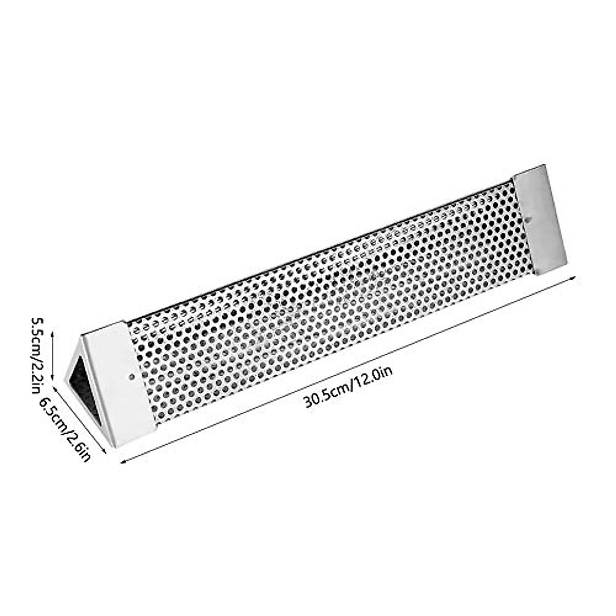BORDSTRACT 12in BBQ Smoker Tube, Large 304 Stainless Steel Outdoor Barbecue Smoker, Charcoal Smoking Box Barbecue Tools for Any Grill or Smoker, Hot or Cold Smoking(Triangular‑Shaped 12in)