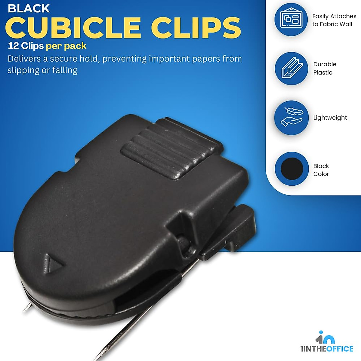 1InTheOffice Cubicle Clips, Black, 12/Pack (Black)