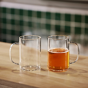 Enindel 3025.01 Simple Style Coffee Mug, Large Glass Coffee Mugs, Clear Tea Cup, 16 OZ, Set of 4