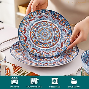 vancasso Mandala Dinnerware Sets 16 Pieces Porcelain Dinner Set for 4 Boho Plates and Bowls Dish Set with 10.5in Dinner Plates, 8in Dessert Plates, 6in Bowls and 13oz Mugs