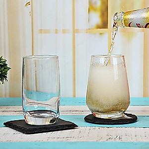 Slate Stone Drink Coasters - Set of 5 Square Black Natural Edge Stone Drink Coasters for Bar and Home- 4" x 4"