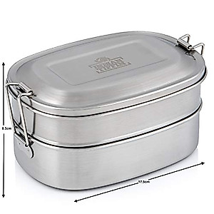 Indian-Tiffin Stainless Steel Double Layer Rectangular Lunchbox with Divider
