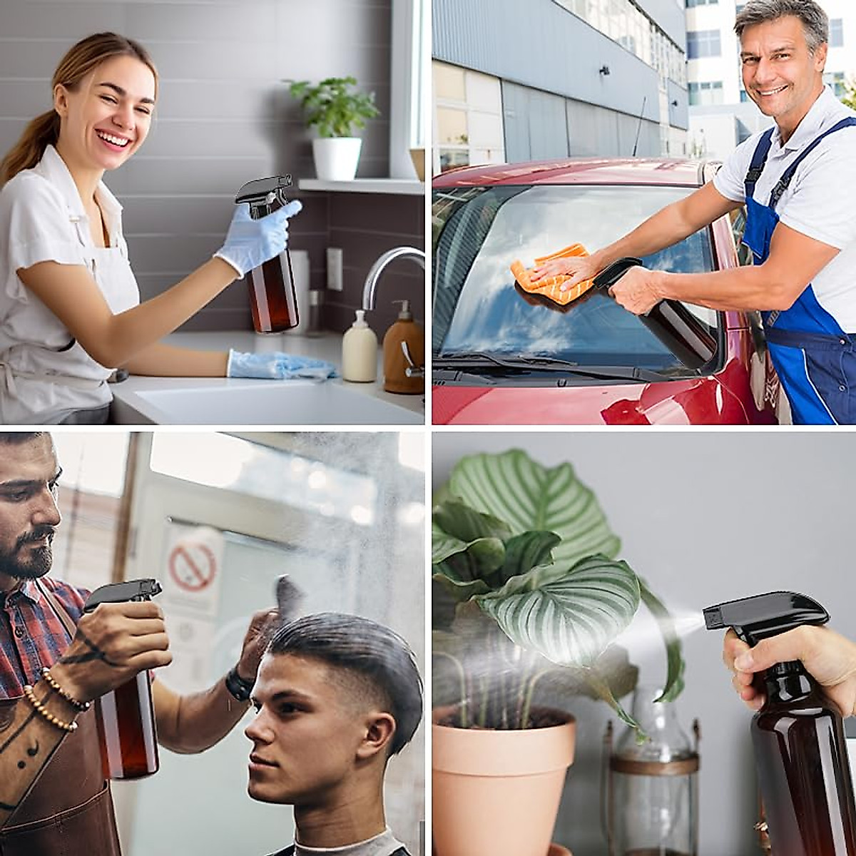 Plastic Spray Bottles Empty Spray Bottle 16.9oz/500ml 2 Pack Heavy Duty Spraying Bottles Mist/Stream Water Bottle for Cleaning Solutions, Essential Oils, Hair, Cooking (Amber)