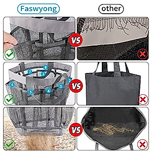 Faswyong Mesh Shower Caddy,Portable Shower Caddy Dorm, Quick Dry Mesh Shower Caddy, Bathroom mesh shower Caddy For College Dorm Room Essentials, Gym, Bathroom, Camp, Travel(Gary)