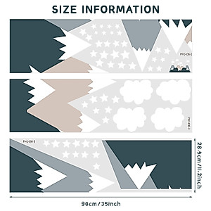 Mountain Wall Decal Mountain Wall Decor Stickers Adhesive Mountain Wall Stickers Nursery Star and Cloud Wall Art Decals Baby Nursery Wall Murals for Boys or Girls Bedroom Nursery Living Room Decor