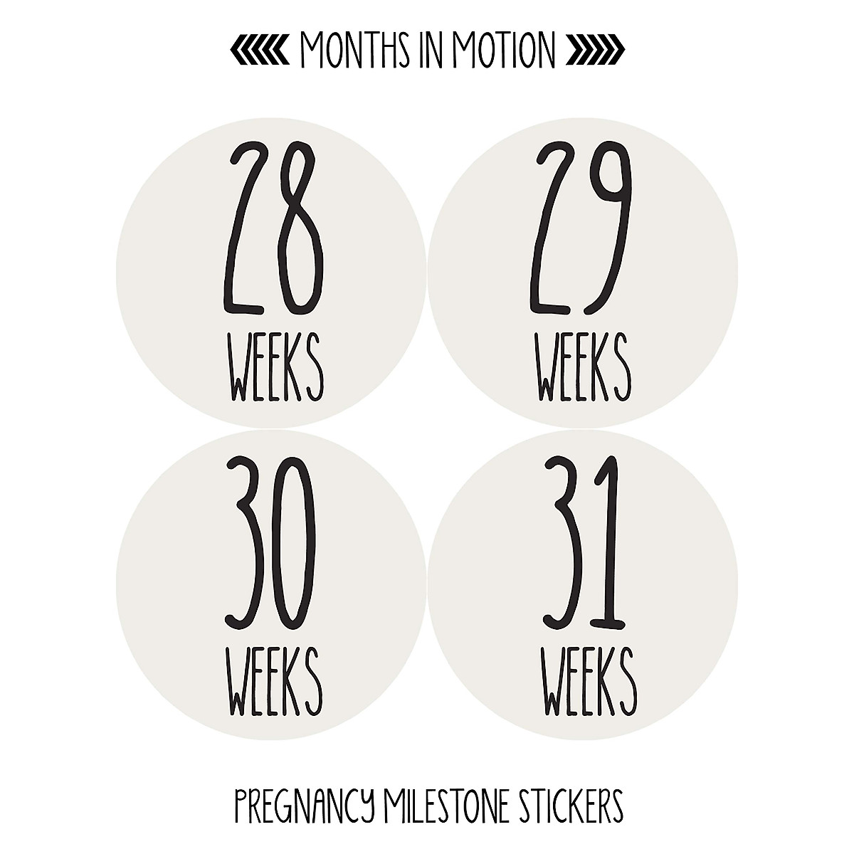 Months In Motion Weekly Pregnancy Growth Stickers | Week to Week Pregnant Expecting Photo Prop | Maternity Keepsake | Baby Bump | Weekly Stickers Photo (Set of 36 Stickers)