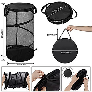 BATTOO Large Collapsible Laundry Basket with Lid Foldable Mesh Pop Up Hamper with Handles for Laundry Room, Bathroom, Kids Room, College Dorm, Travel, Storage Organizer Black