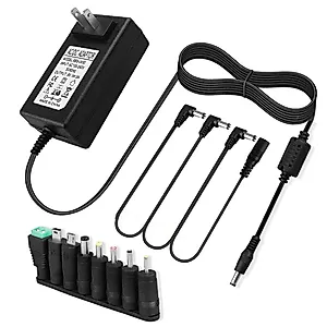 9V 3A Power Cord Adapter Supply Universal 27W Wall Charger with 8 Tips for Video Camera Monitor Speaker Tablets Recorder Router Arduino Schwinn Elliptical Exercise Bike Medela Pump