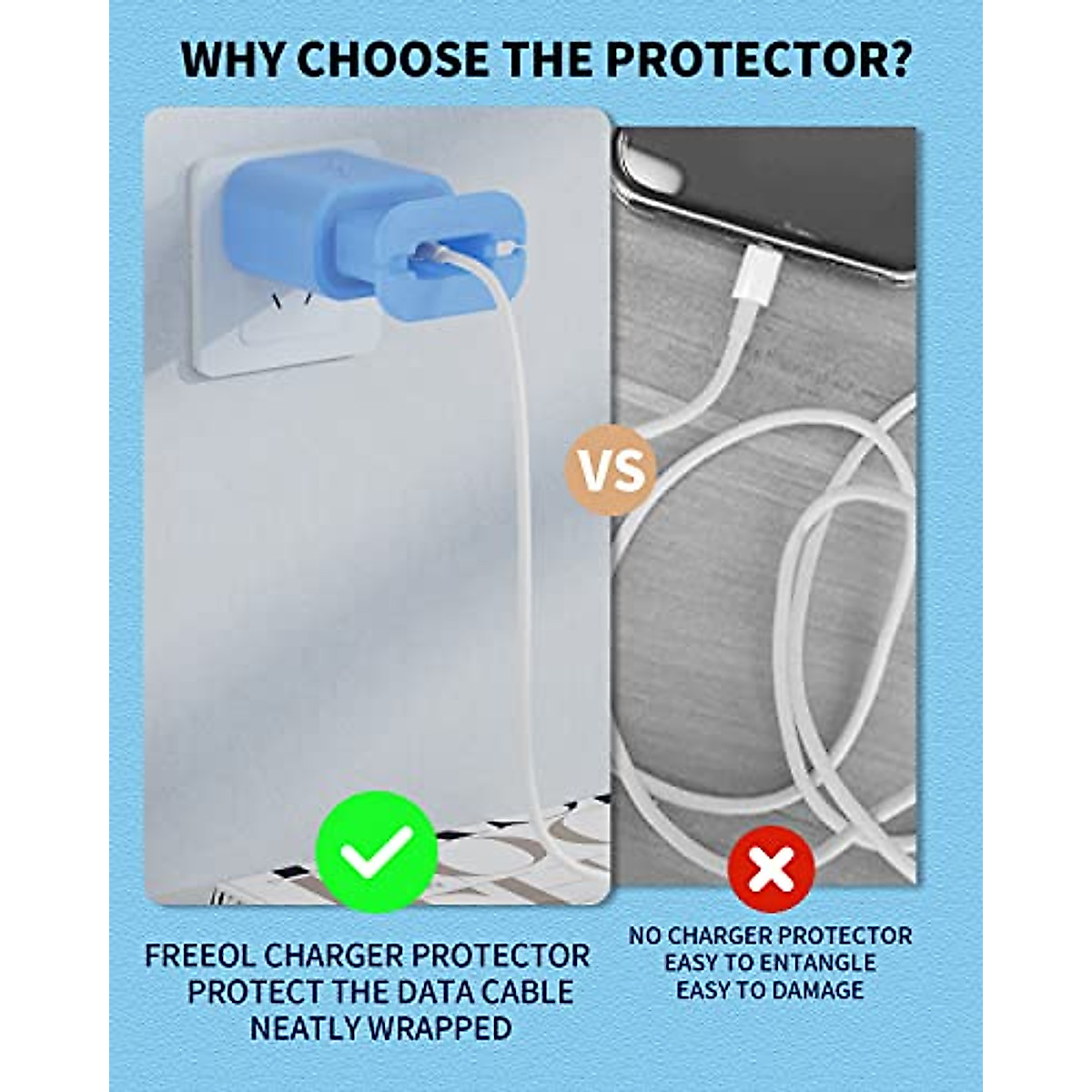 [3 Pack] FREEOL Silicone Charger Protector, Travel Cord Organizer Compatible with Apple 20W/18W USB-C Power Adapter, Data Cable Winder can Glow in The Dark - (Pink + Glow Blue + Glow Green)