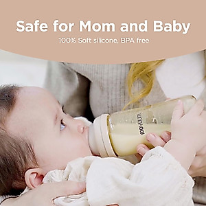 MOYUUM PPSU All in One Baby Bottle, PPSU Baby Bottle for Breastfeeding Babies, Anti-Colic Wide-Neck Non-Tip Stable Base, Easy to Clean Natural Baby Bottle Cloud Edition 170ml, 6oz, Stage 1 (Slow Flow)