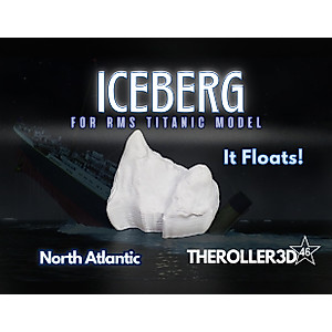 TheRoller3d RMS Titanic Model Ship with Iceberg, 1 Ft Long Assembled, Titanic Toys for Kids, Historically Accurate Titanic Toy, Titanic Ship, Titanic Cake Topper, Titanic Figurine, Titanic Boat