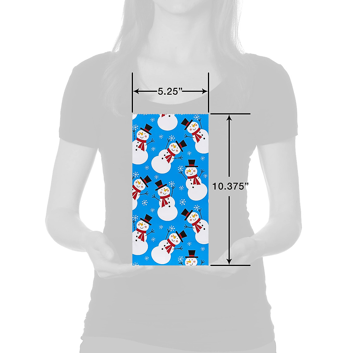 American Greetings 10.375'' Christmas Goodie Bags, Snowman and Snowflakes (16 Bags)