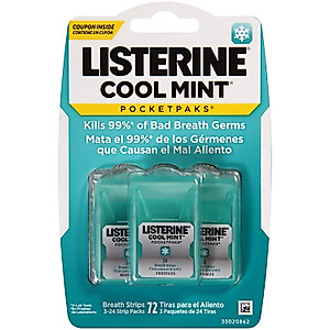Listerine Cool Mint Pocketpacks Breath Strips 288 Ct. (Pack of 4)
